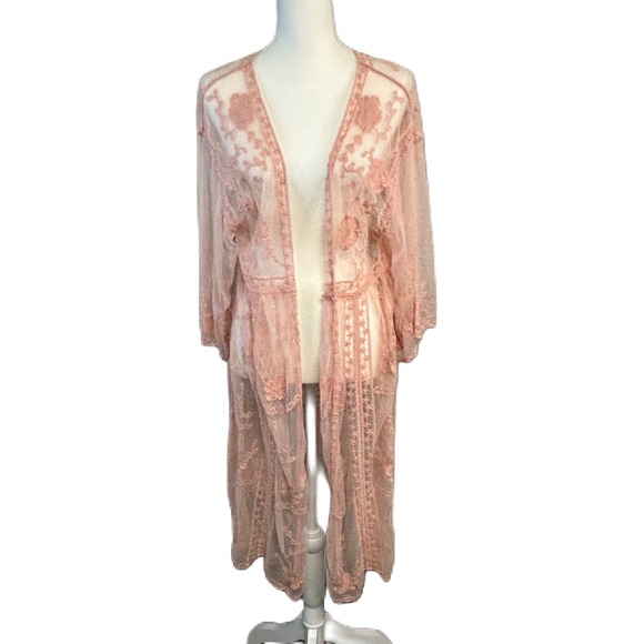 LC Lauren Conrad | Sweaters | Lc Women Long Sheer Embroidered Duster ...